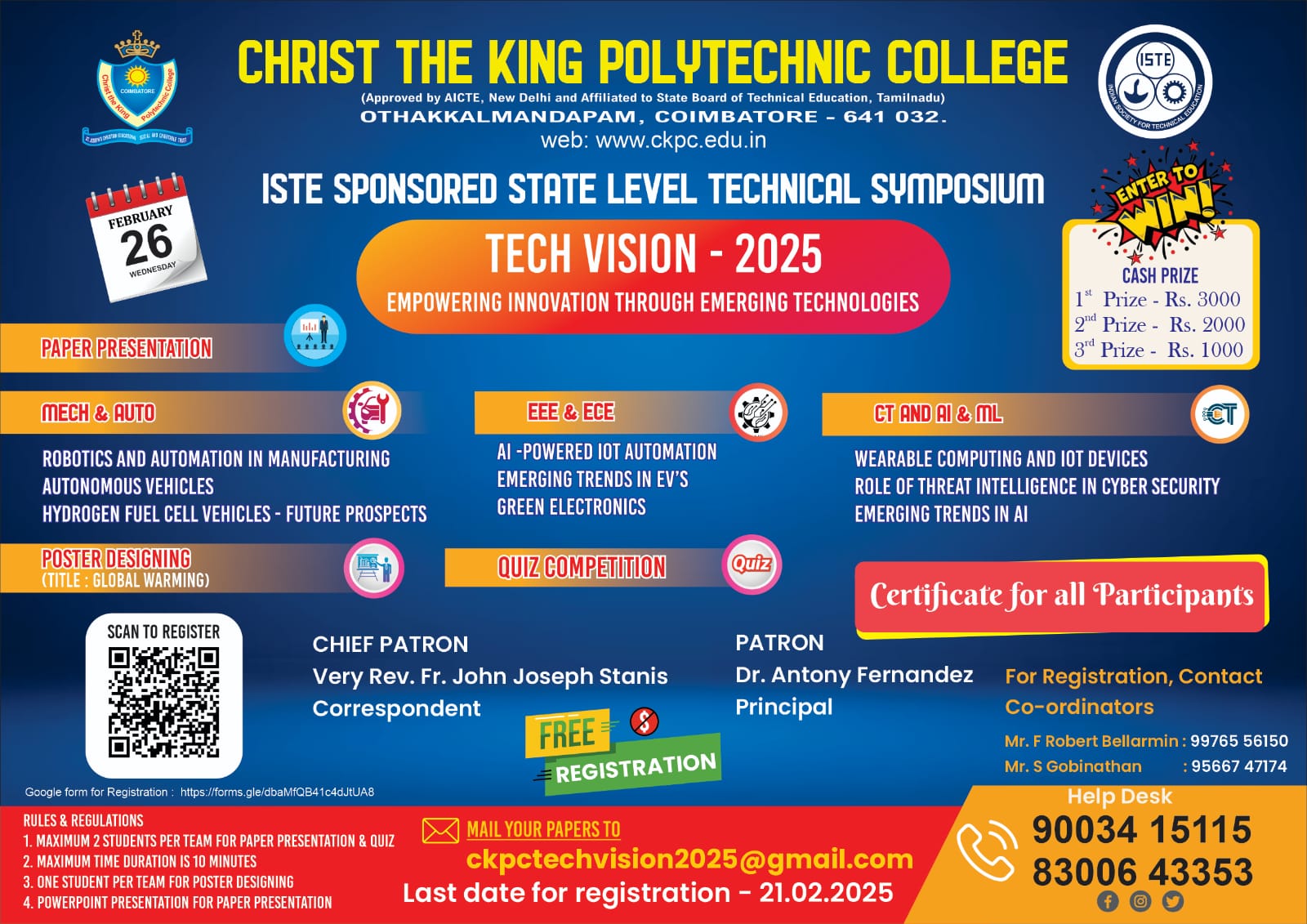 ISTE Sponsered State Level Technical Symposium 2025 | Christ The King ...